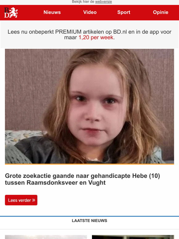 Brabants Dagblad: Grote zoekactie gaande naar gehandicapte Hebe (10) tussen Raamsdonksveer en ...