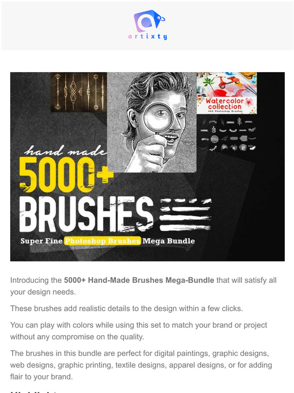 Artixty: The 5000+ Hand-Made Brushes Mega Bundle Is Here! | Milled