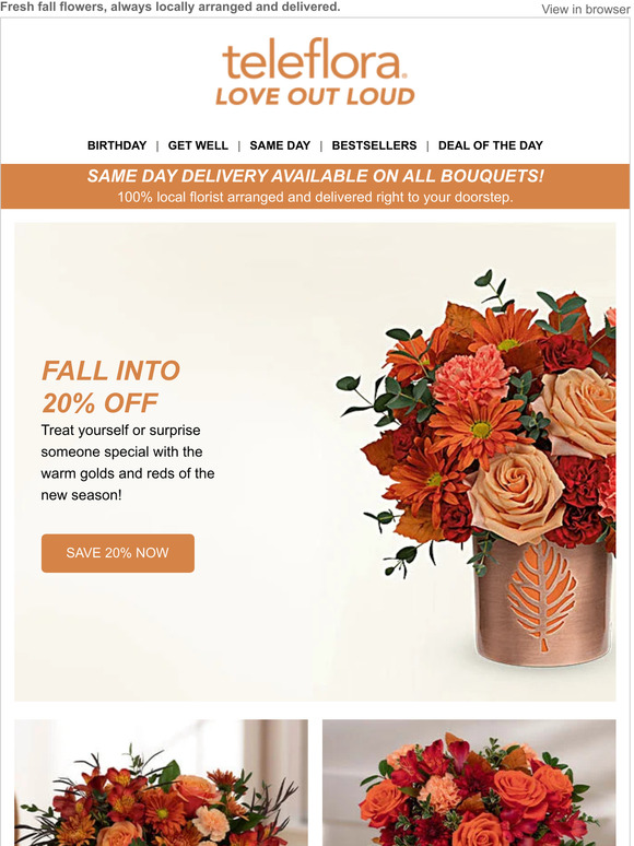 Teleflora: Fall In Love With Autumn Flowers 🍂 20% Off | Milled