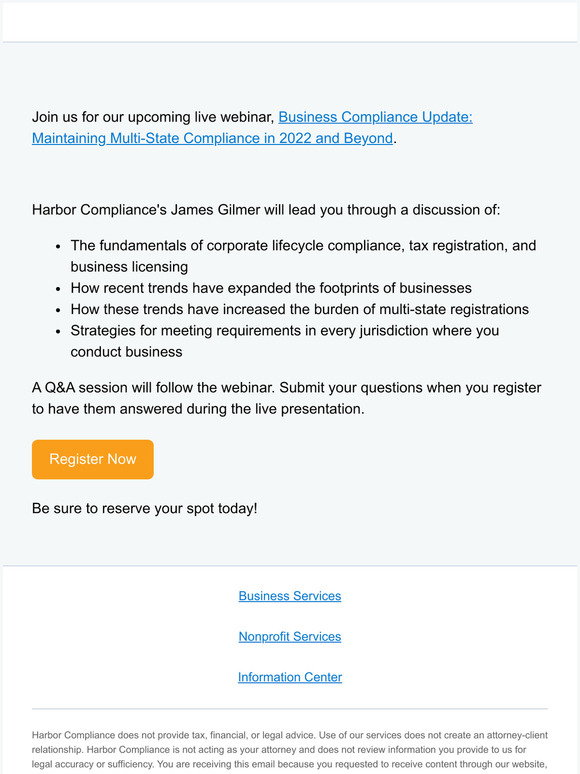 Harbor Compliance: Invitation to our live webinar: Maintaining Multi ...