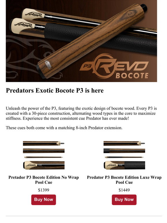 PoolDawg: NEW Predator P3 with Bocote, Air Rush, and Sport 2 Cues | Milled