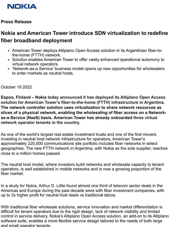 Withings: Nokia and American Tower introduce SDN virtualization to ...