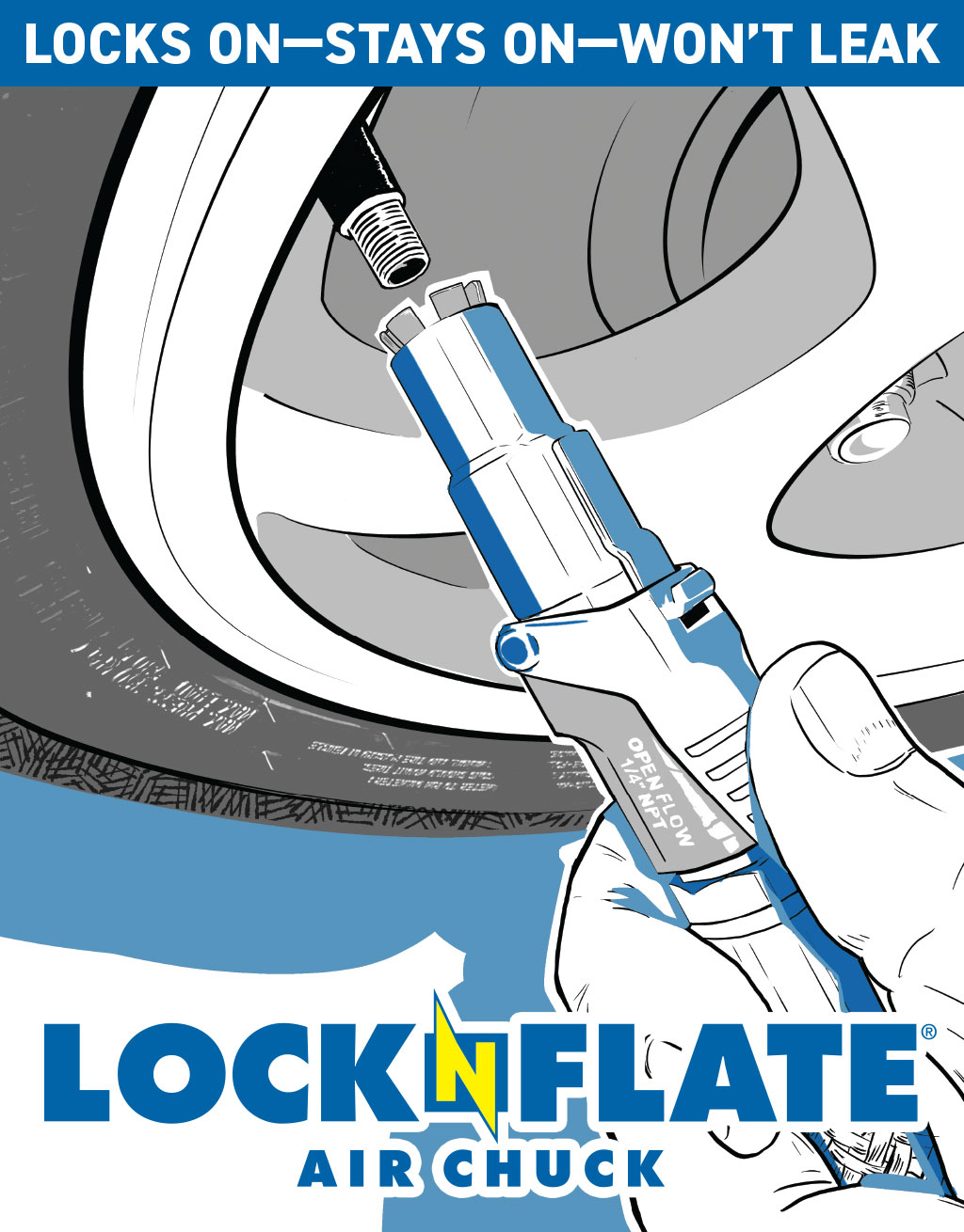 LockNLube: The LockNFlate® Air Chuck - Locks on, stays on, won't leak ...