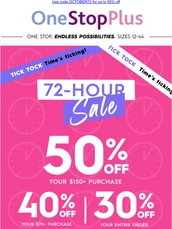 One Stop Plus: Time's running out! The 72 Hour Sale ends TONIGHT 😱 | Milled