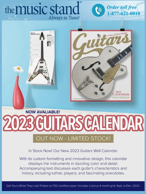 The Music Stand: ♫ NEW 2023 Guitars Wall Calendar - In Stock Now ♫ | Milled