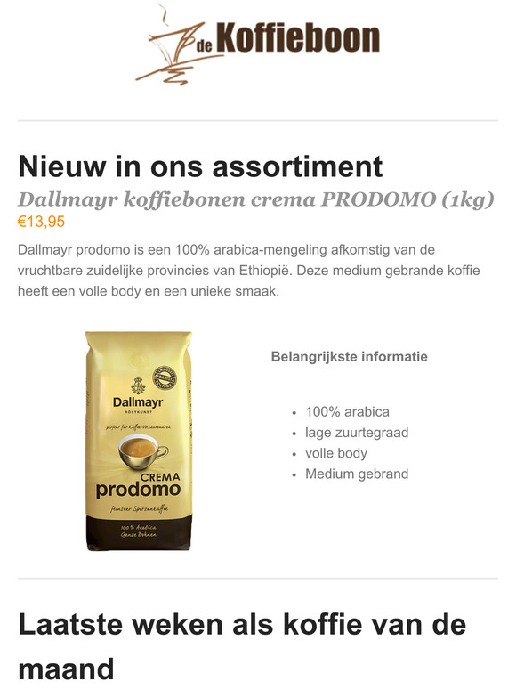 Kaffeebohne: Nieuw in ons assortiment: Dallmayr koffiebonen crema ...
