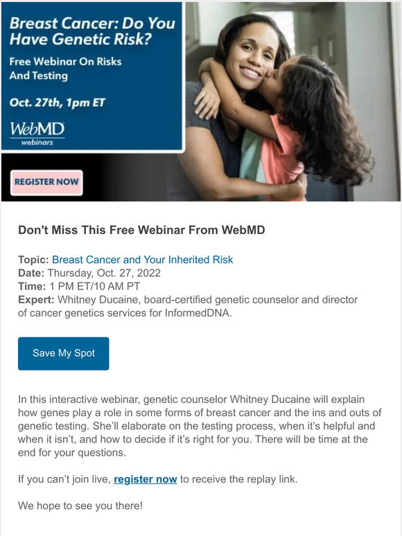 WebMD: Breast Cancer: What’s Your Inherited Risk? | Milled