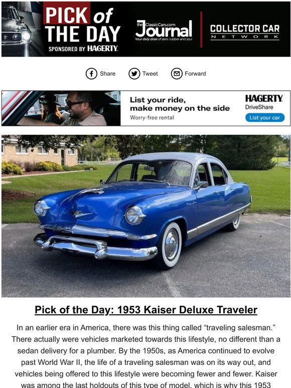 ClassicCars: Pick of the Day: 1953 Kaiser Deluxe Traveler | Milled