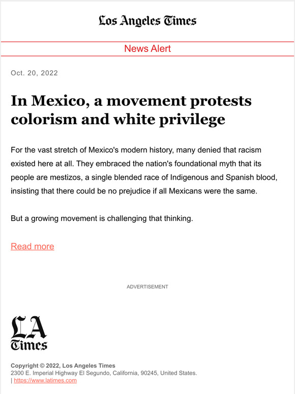 Los Angeles Times: Mexico’s new racial reckoning: A movement protests ...