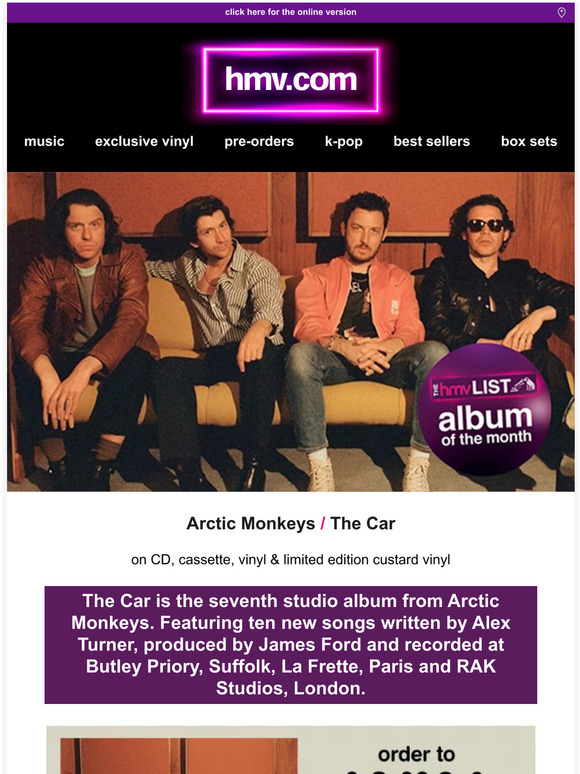 HMV MOBILE /エルパカBOOKS【携帯向けサイト】: 🚙 Arctic Monkeys /// The Car - hmv Album Of The Month | Milled