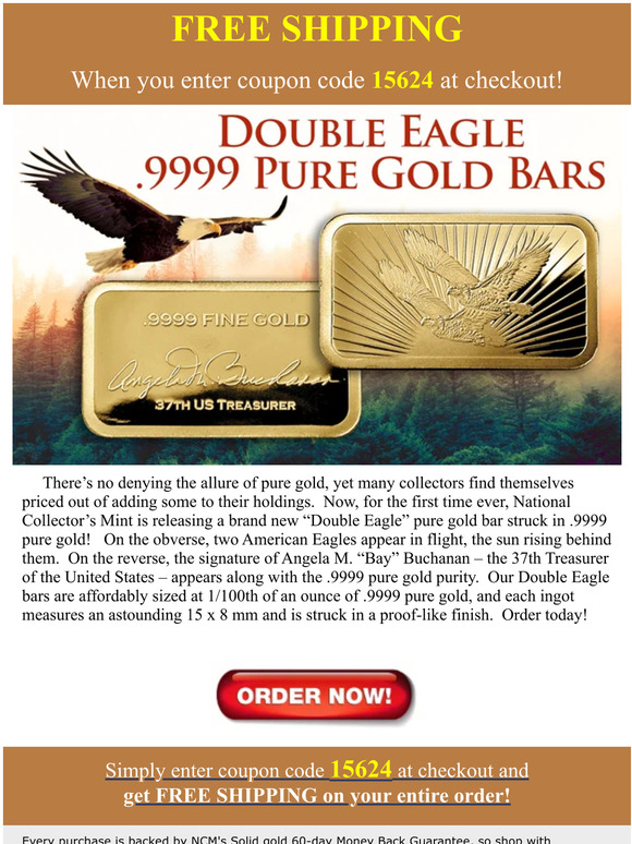 National Collector's Mint: Free Shipping! ★ Double Eagle Pure Gold Bars ...