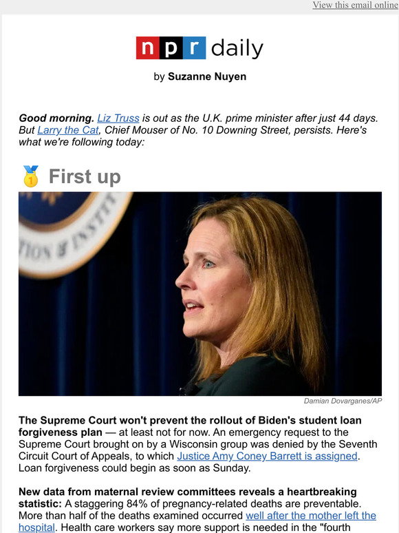 NPR: Amy Coney Barrett protects student loan forgiveness; how wildfires ...