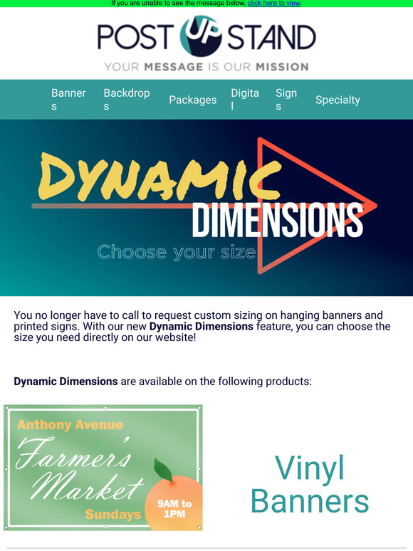 Post Up Stand: Custom Sizing Now Available On Hanging Banners & Printed ...