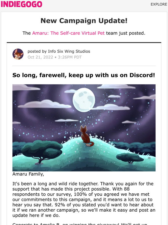 Indiegogo: 📢 Update #41 from Amaru: The Self-care Virtual Pet | Milled