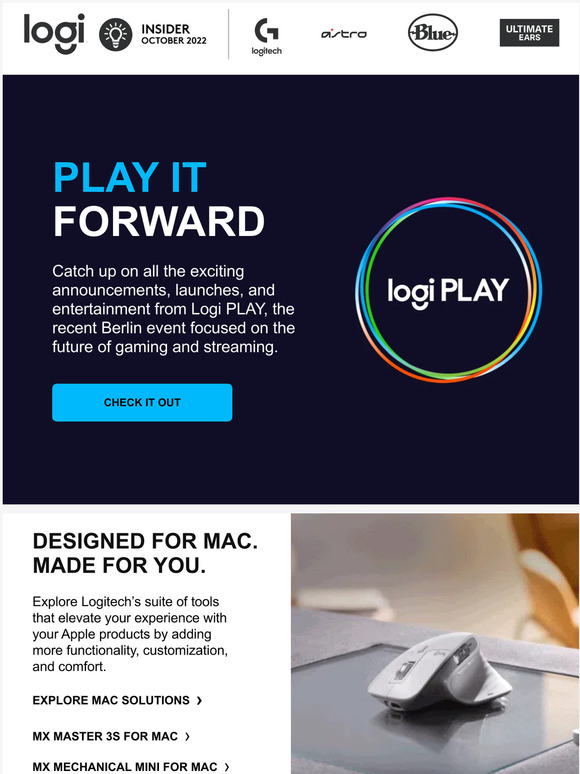 Logitech: Logi Insider | October | Work. Create. Play. | Milled