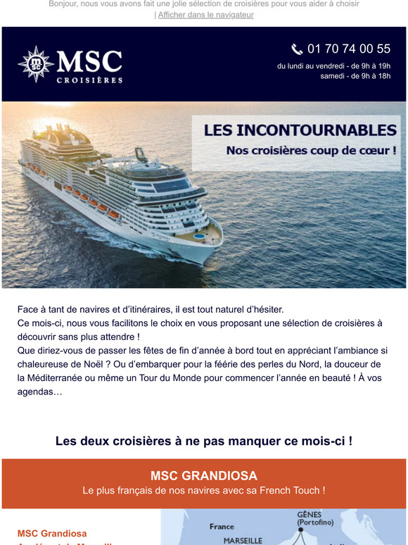 MSC Croisières: Votre prochaine croisière se trouve dans ce mail | Milled