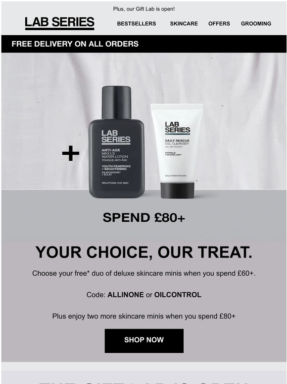 Lab Series: Choose your free duo of deluxe skincare minis | Milled