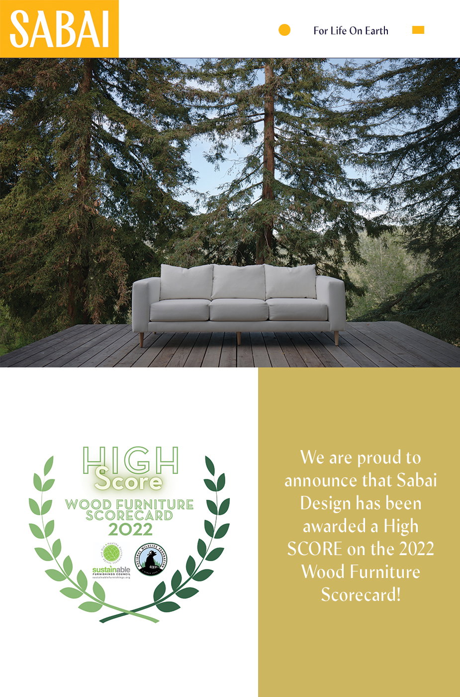 Sabai Design: We were awarded a High SCORE on the 2022 Wood Furniture ...