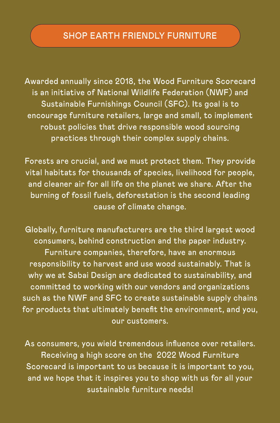 Sabai Design: We were awarded a High SCORE on the 2022 Wood Furniture ...