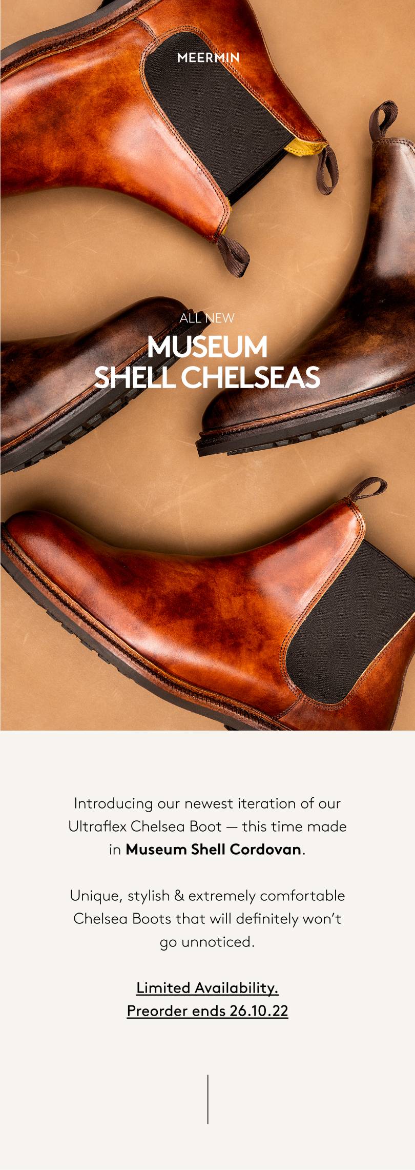 Meermin Shoes: Limited: Museum Shell Cordovan Chelseas | Milled