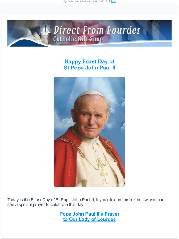 Catholic Gift Shop: Feast Prayer - St Pope John Paul II | Milled