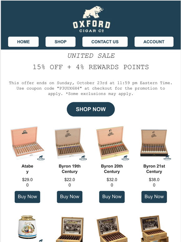 Oxford Cigar Company: United Cigars - Atabey, Byron, Bandolero SALE ...