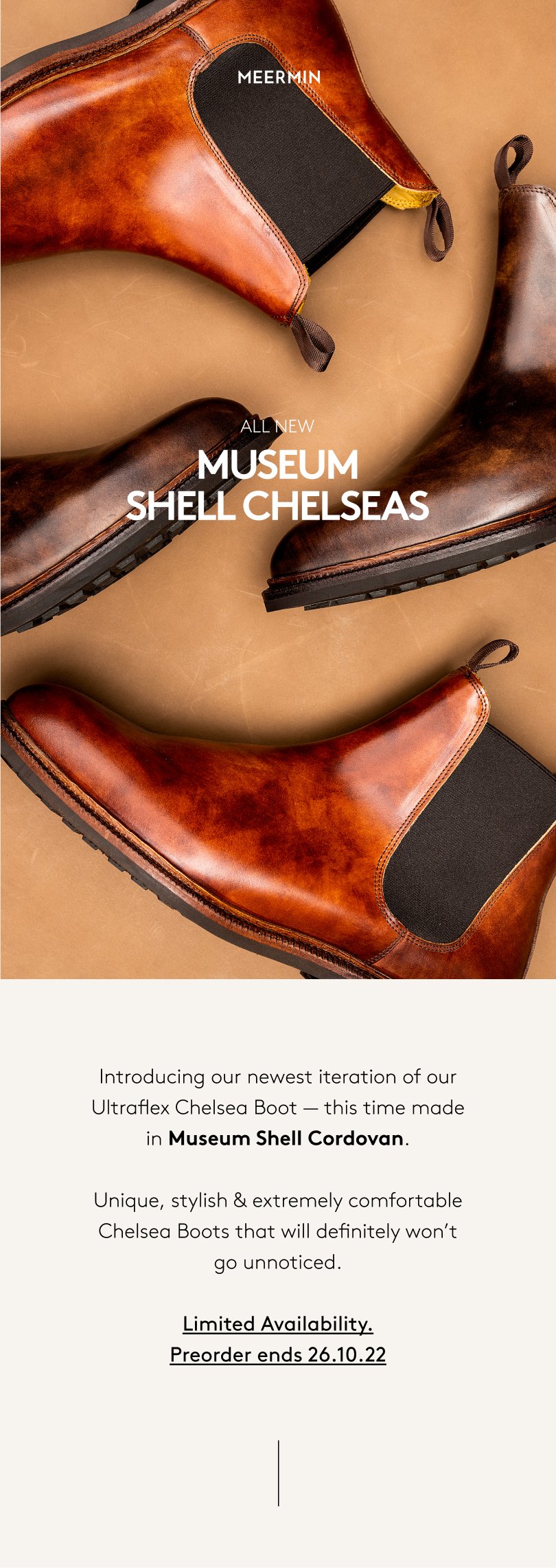 Meermin Shoes: Limited: Museum Shell Cordovan Chelseas | Milled