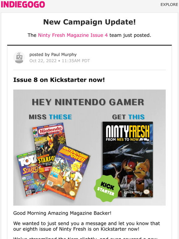 Indiegogo: 📢 Update #14 from Ninty Fresh Magazine Issue 4 | Milled