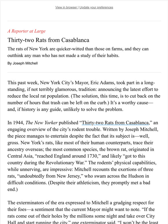 The New Yorker: New York’s Eternal War on Rats | Milled