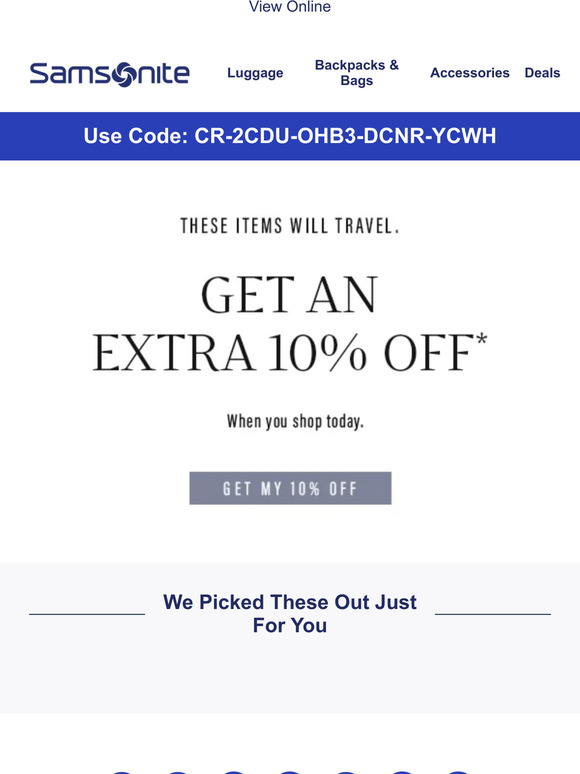 Samsonite: You're So Close to 10% Off | Milled