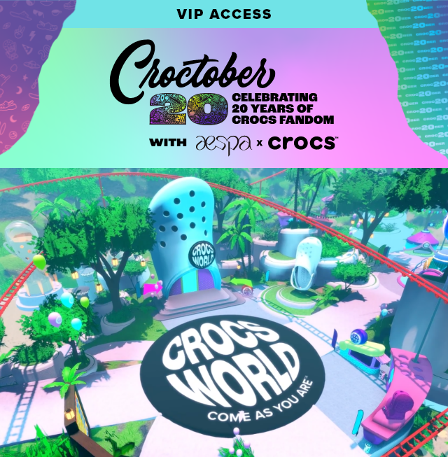 Crocs: Our 20th Anniversary Croc Party featuring aespa is TONIGHT. | Milled