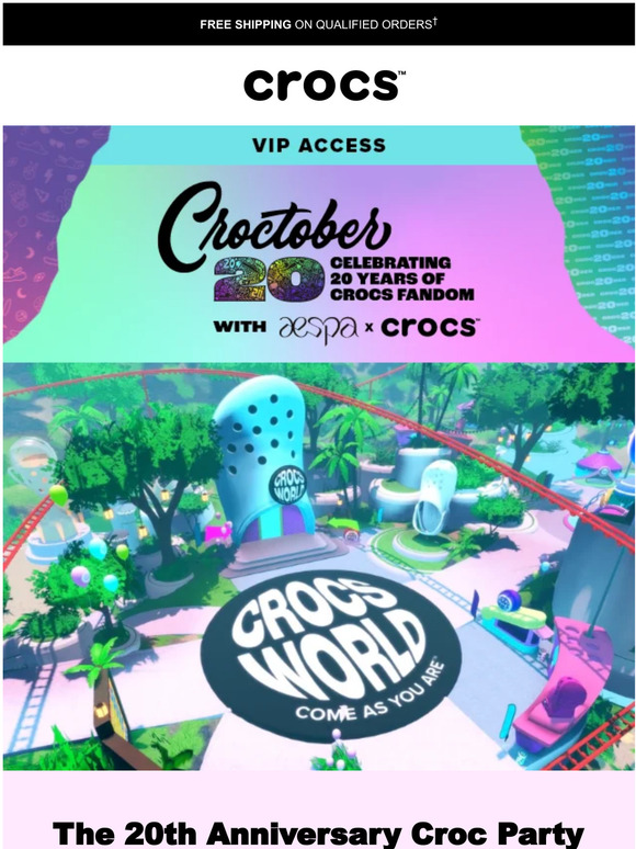 Crocs: Our 20th Anniversary Croc Party featuring aespa is TONIGHT. | Milled
