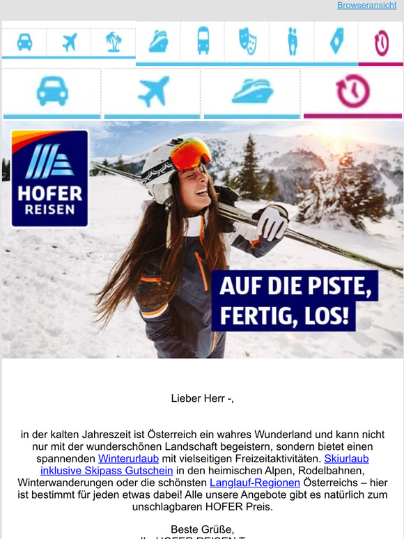 Hofer Reisen: Bald geht's wieder auf die Piste | Milled