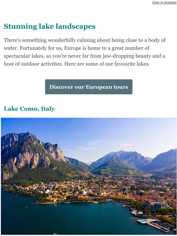 Riviera Travel: Europe's must-see lakes | Milled