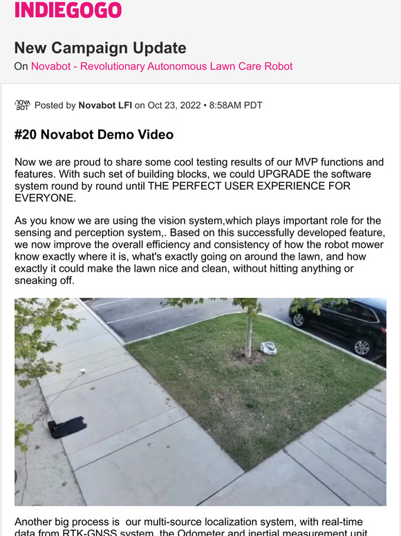 Indiegogo: 📢 Update #32 from Novabot - Revolutionary Autonomous Lawn ...