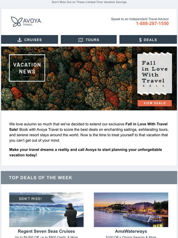 Avoya Travel: Our Exclusive Fall in Love With Travel Sale Is BACK! | Milled