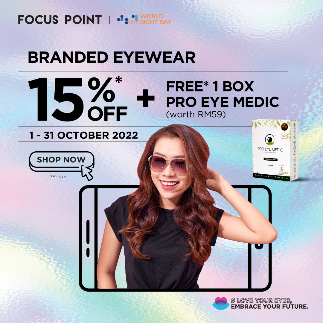 Focus Point: Branded eyewear up to 15% OFF & get 1 box of Pro Eye Medic for FREE! | Milled