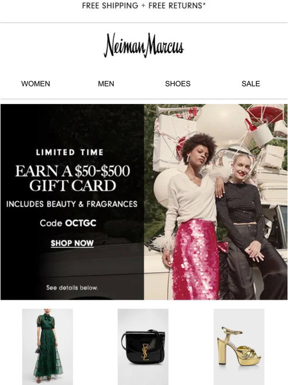 Neiman Marcus: Earn a $50-$500 gift card! Includes beauty | Milled