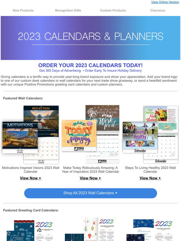 Positive Promotions: Reminder - It's Time To Order 2022 Calendars ...