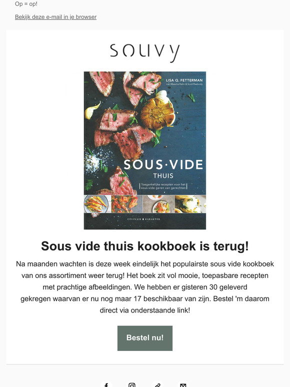 Souvy: Sous vide thuis kookboek is terug! | Milled