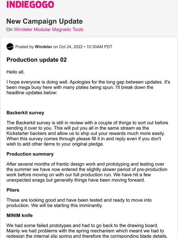 Indiegogo: 📢 Update #2 from Windeler Modular Magnetic Tools | Milled