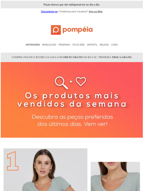 Lojas Pompeia BR: Abra e descubra os Mais Vendidos da Semana! | Milled