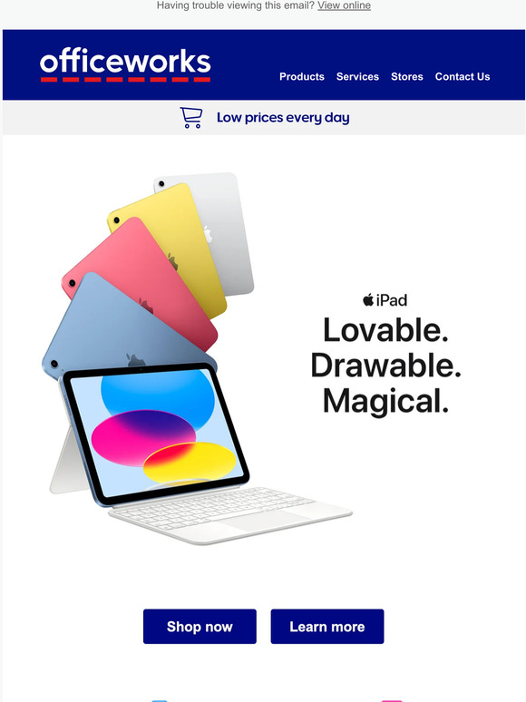 Officeworks: NEW | iPad from $747 and iPad Pro from $1397 | Milled