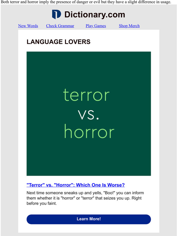 Dictionary.com: 😱 "Terror" Vs. "Horror": Are They Interchangeable? | Milled