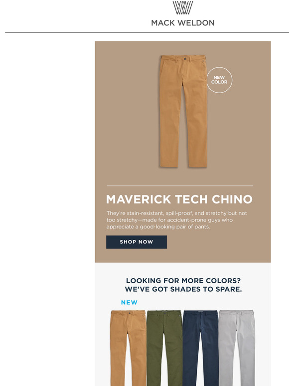 Mack Weldon: Your chinos are due for a color upgrade. | Milled