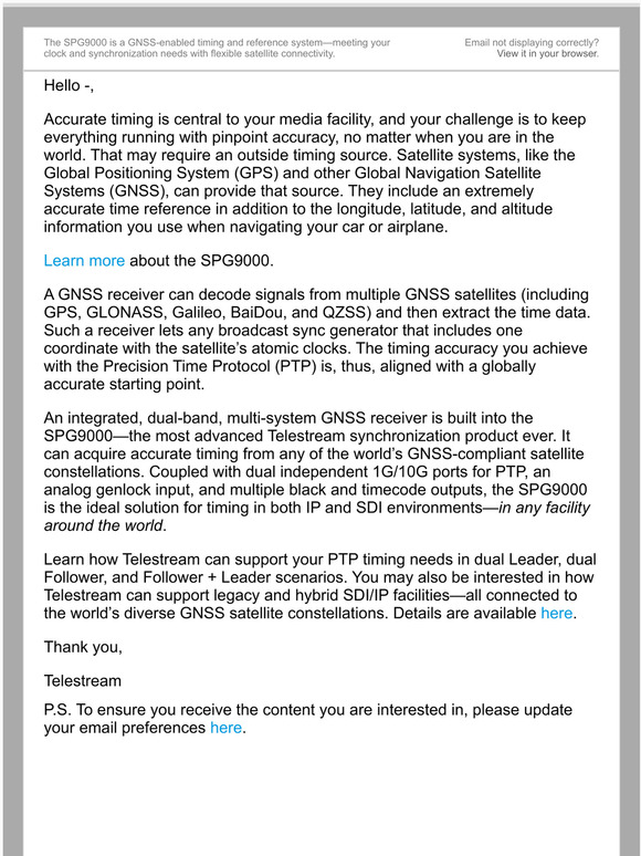 Telestream Advanced Ip And Sdi Synchronization With Gnss Connectivity Milled