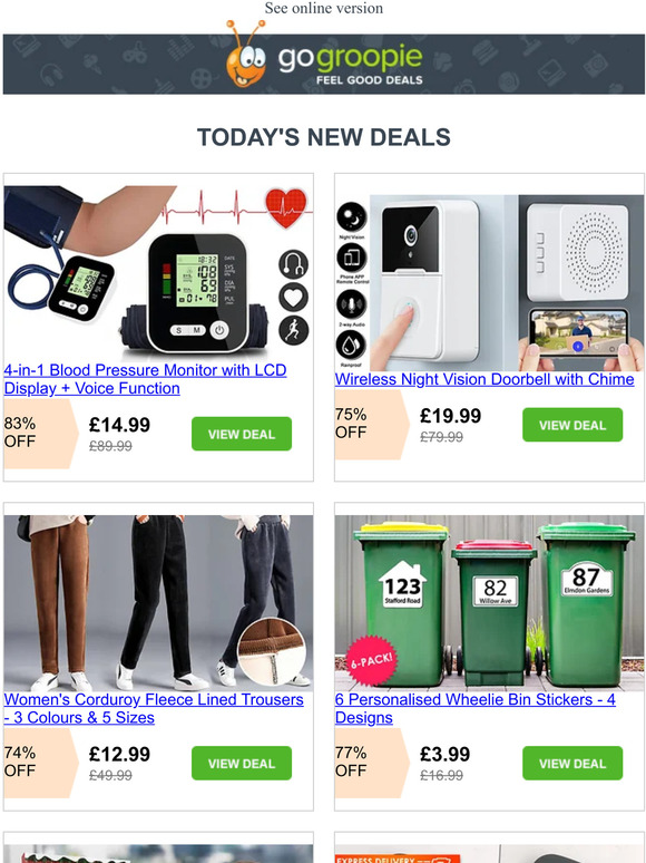 Go Groopie: 4-in-1 Blood Pressure Monitor £14.99 | Wireless Video ...