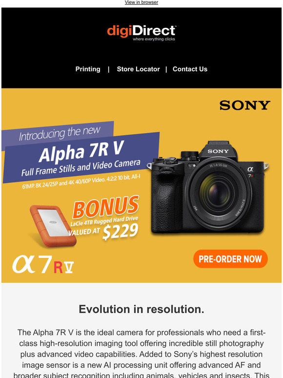 digiDirect: — NEW Sony a7R V! PRE-ORDER NOW | Milled