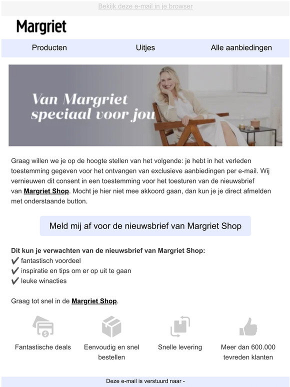 Margriet: Informatie over commerciële e-mails van Margriet | Milled