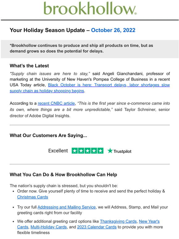 Brookhollow Cards: Your Holiday Season UPDATE – What's the Latest? | Milled
